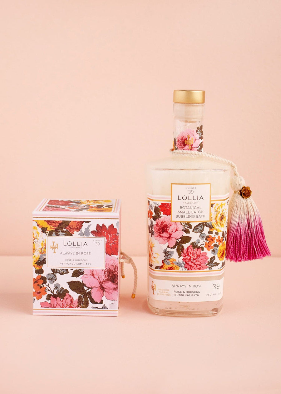 Lollia Always in Rose Bubble Bath and Luminary | Margot Elena