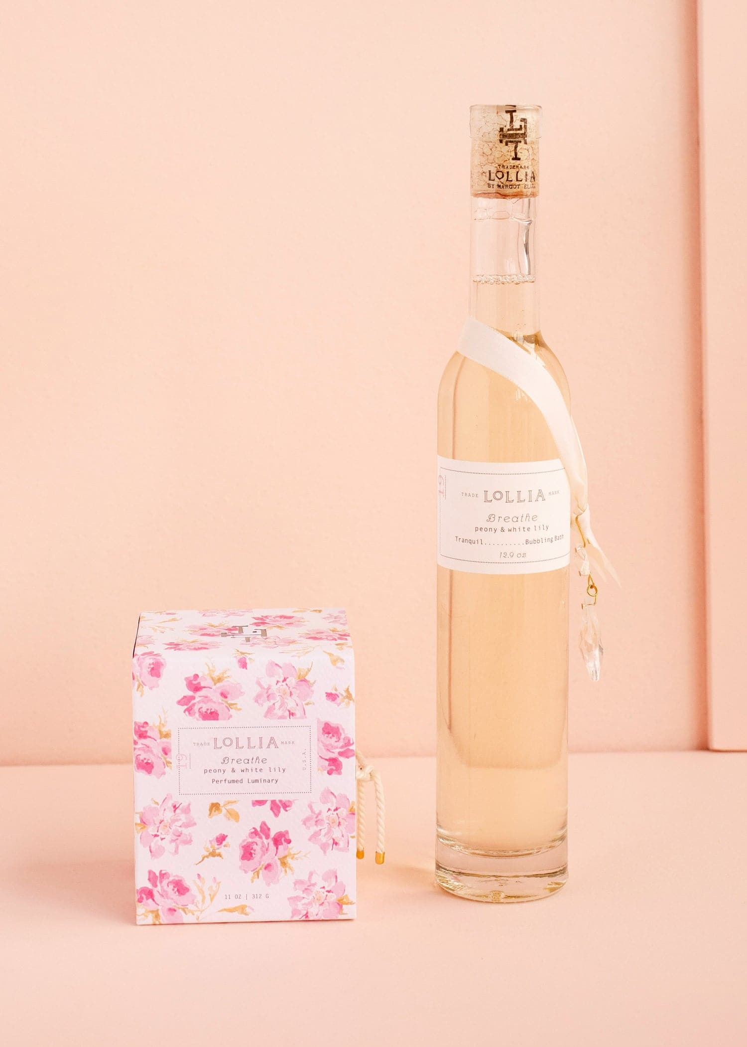Lollia Breathe Bubble Bath and Luminary | Margot Elena