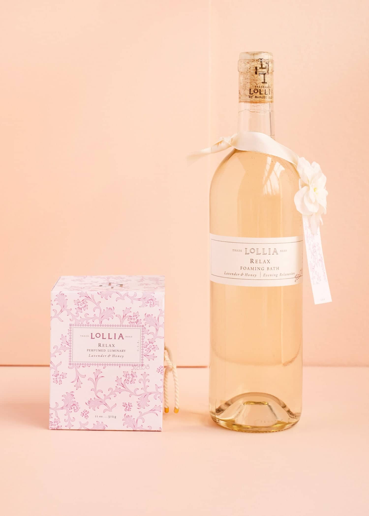 Lollia Relax Bubble Bath and Luminary | Margot Elena